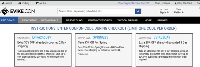 Evike Promo Codes (3 Verified) - $20 Off Sitewide Apr 2025