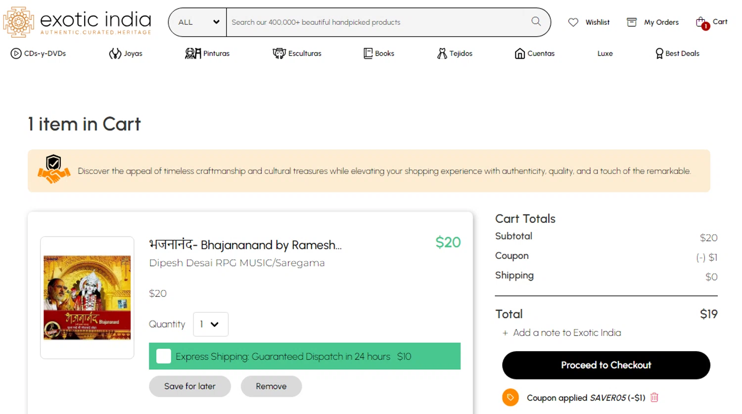 Exotic India Coupon Codes - 10% Off | September 2024