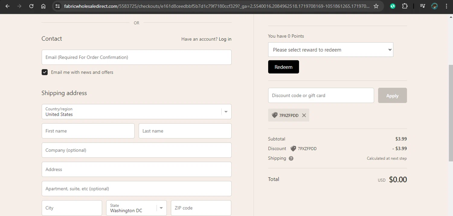 Fabric Wholesale Direct Promo Codes – 10% Off | July 2024