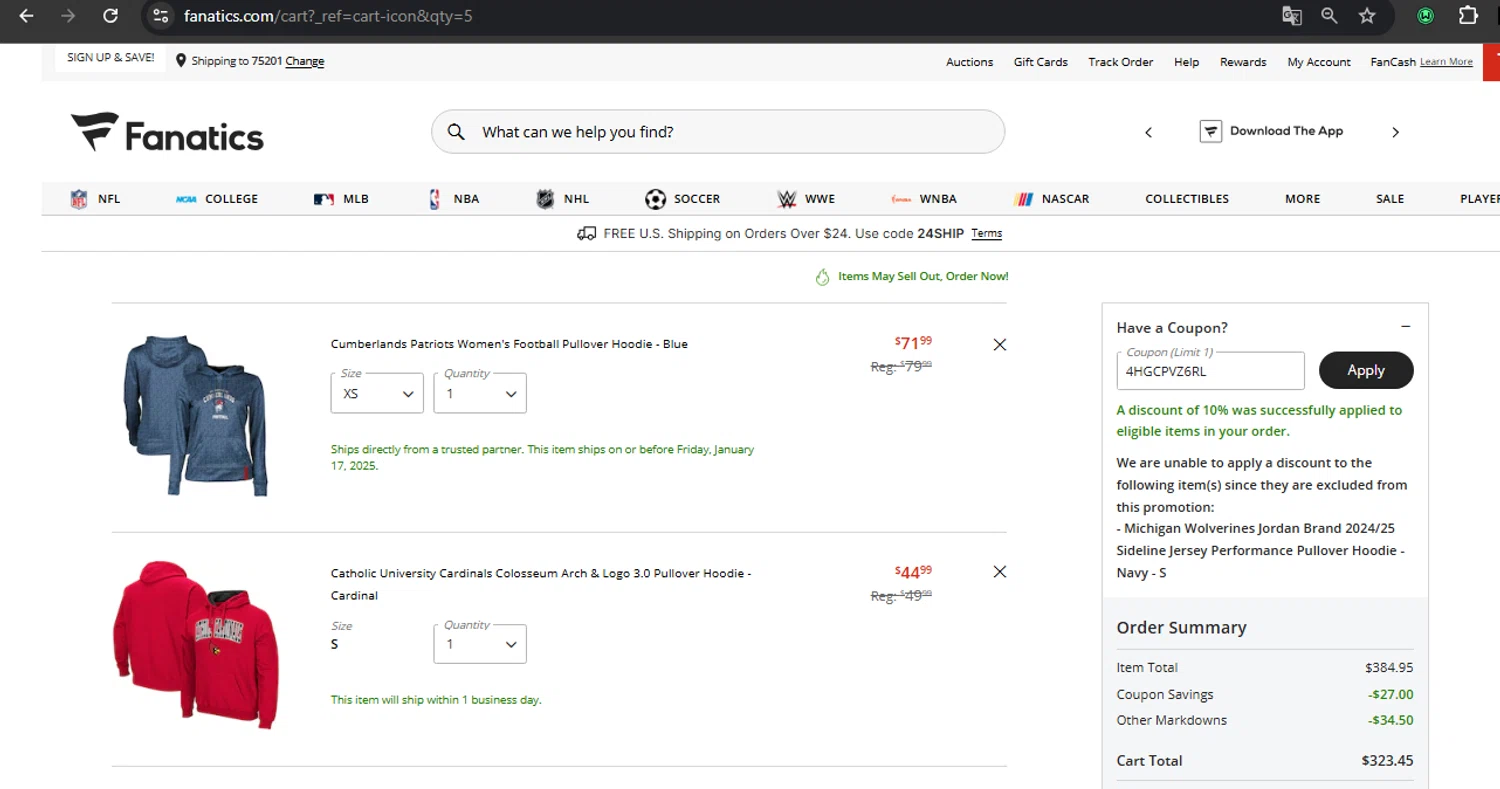 Fanatics Coupons - 25% Off | January 2025