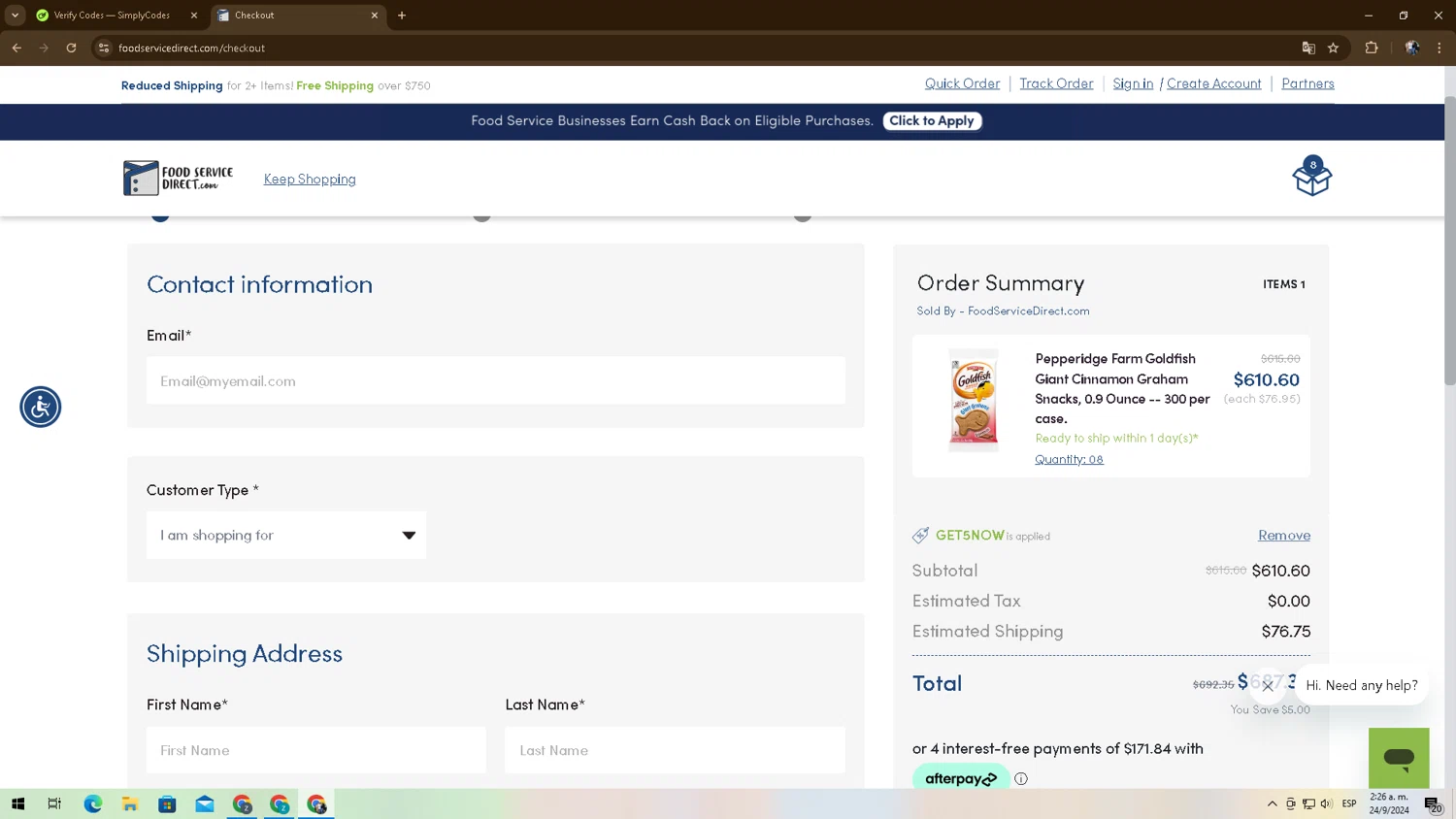 FoodServiceDirect Promo Codes - $5 Off | November 2024
