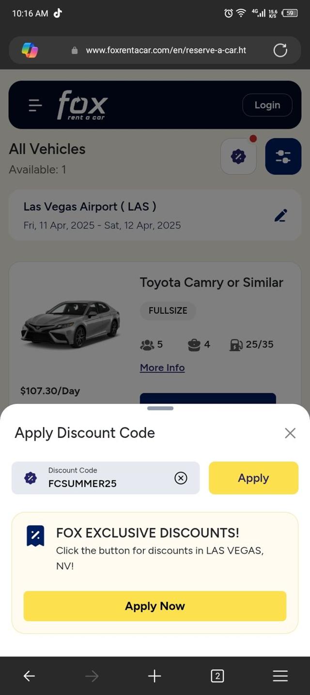Fox Rent A Car Promo Codes - 25% Off Oct 2025