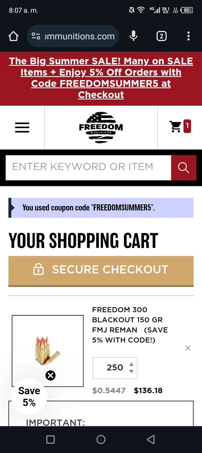 Freedom Munitions Promo Codes - 5% Off | September 2024