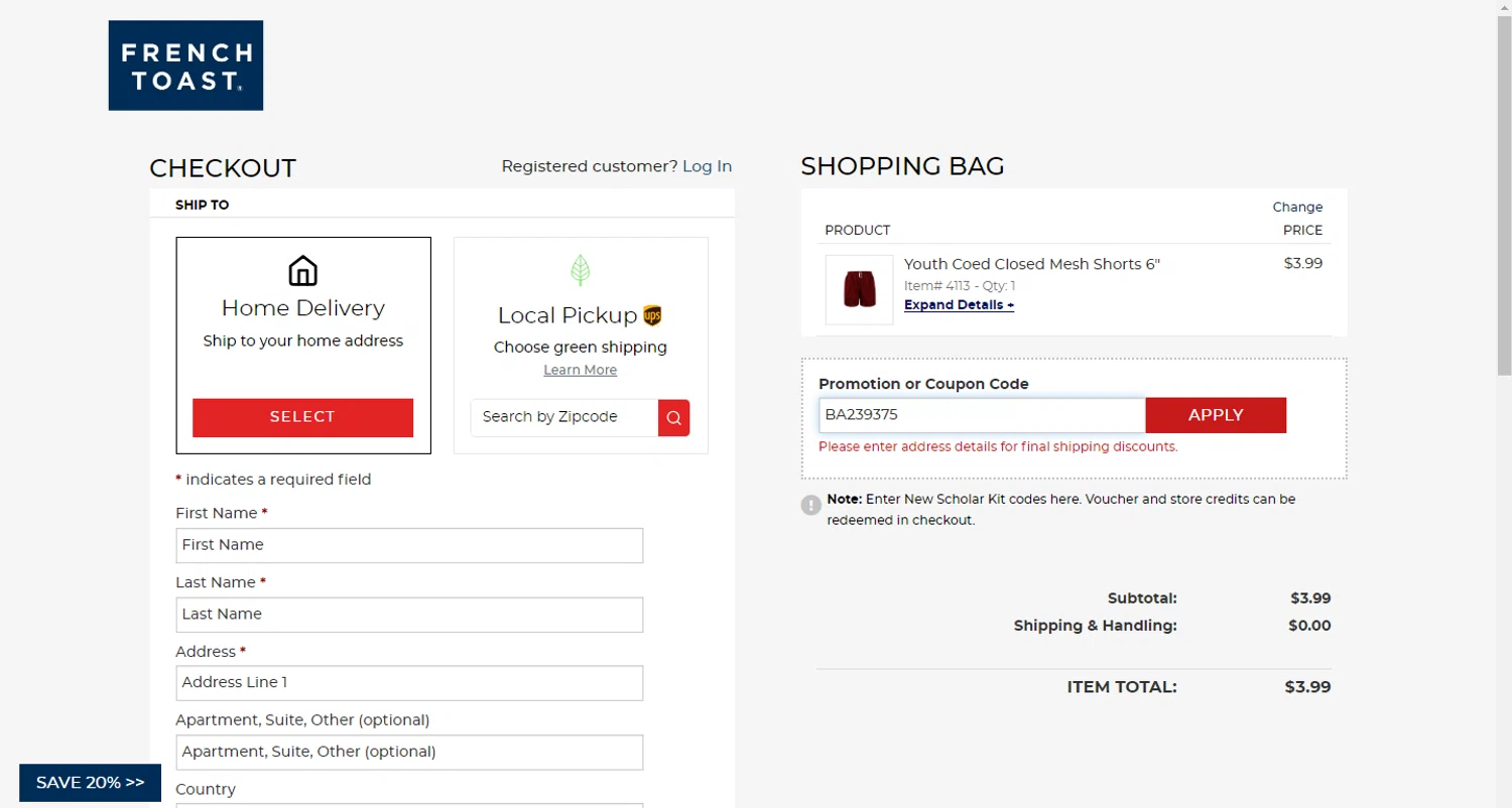 French Toast Coupon Codes - 20% Off | August 2024