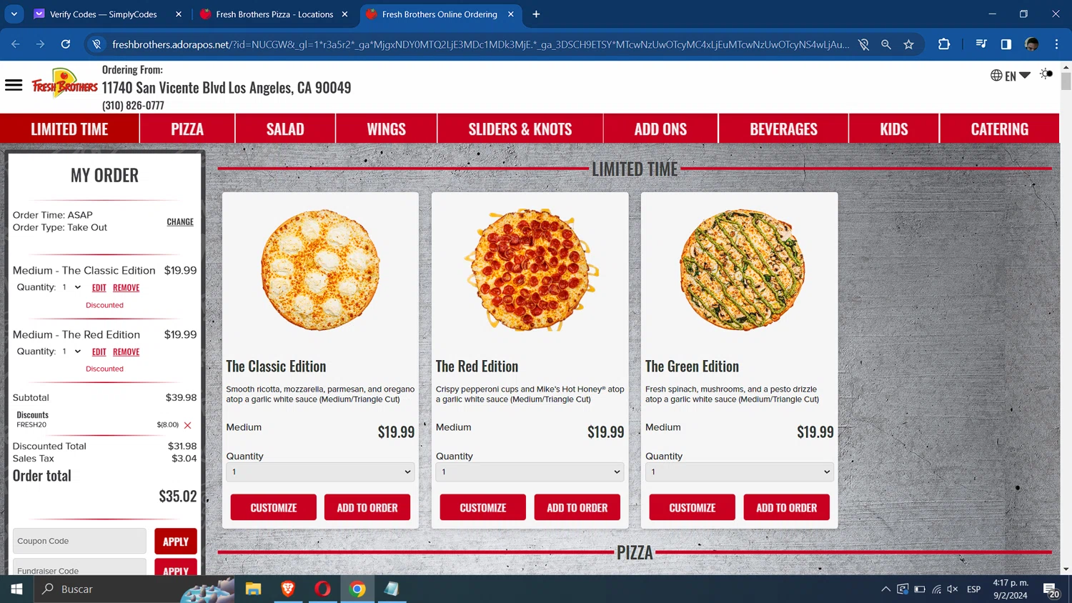 Fresh Brothers Coupons - 10% Off | September 2024