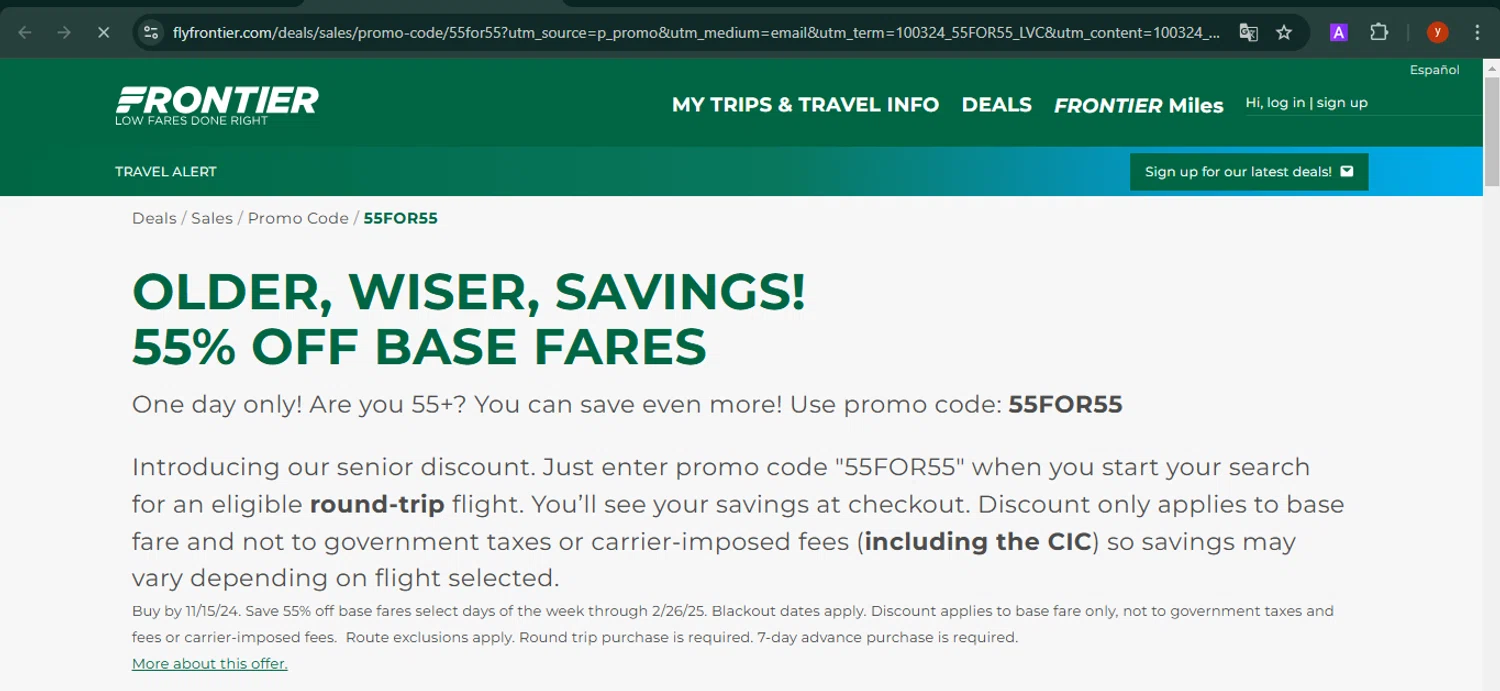 Frontier Airlines Promo Codes & Cyber Monday 2024 Deals - 100% Off