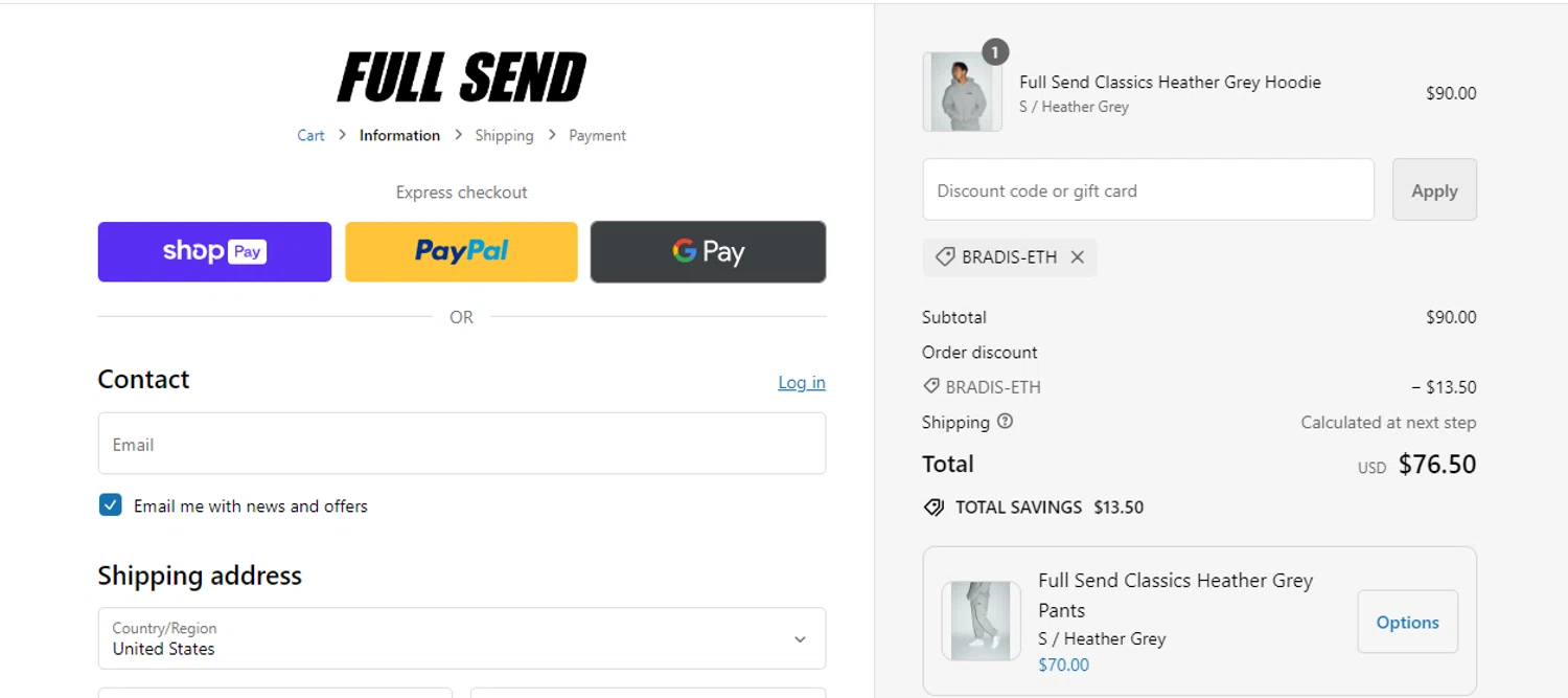 Full Send Promo Codes – 15% Off | August 2024