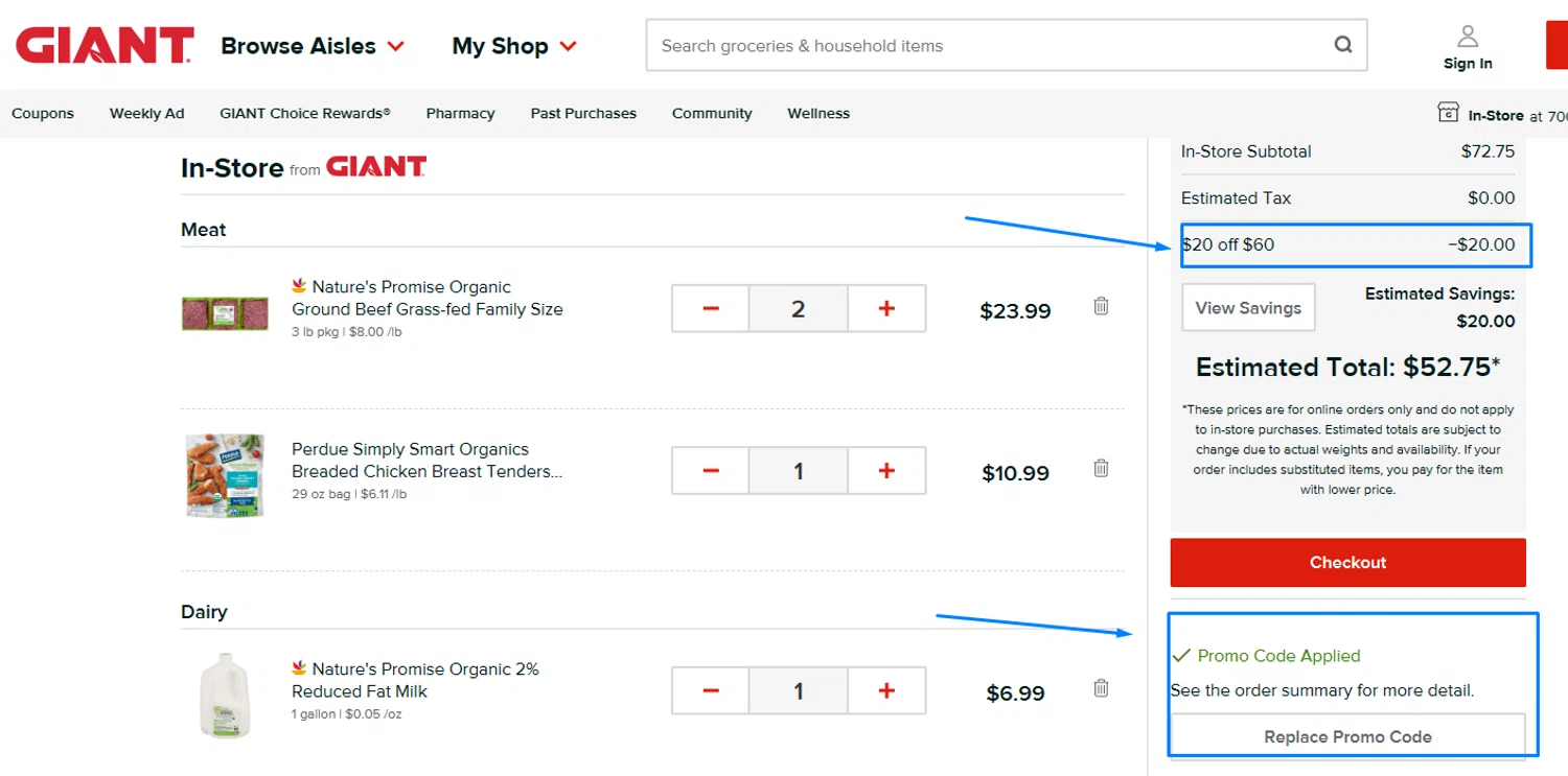 Giant Food Stores Promo Codes - $30 Off | January 2025