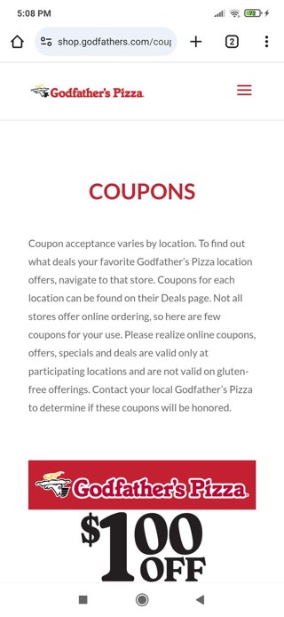 Godfather's Pizza Promo Codes - $300 Off Jun 2025
