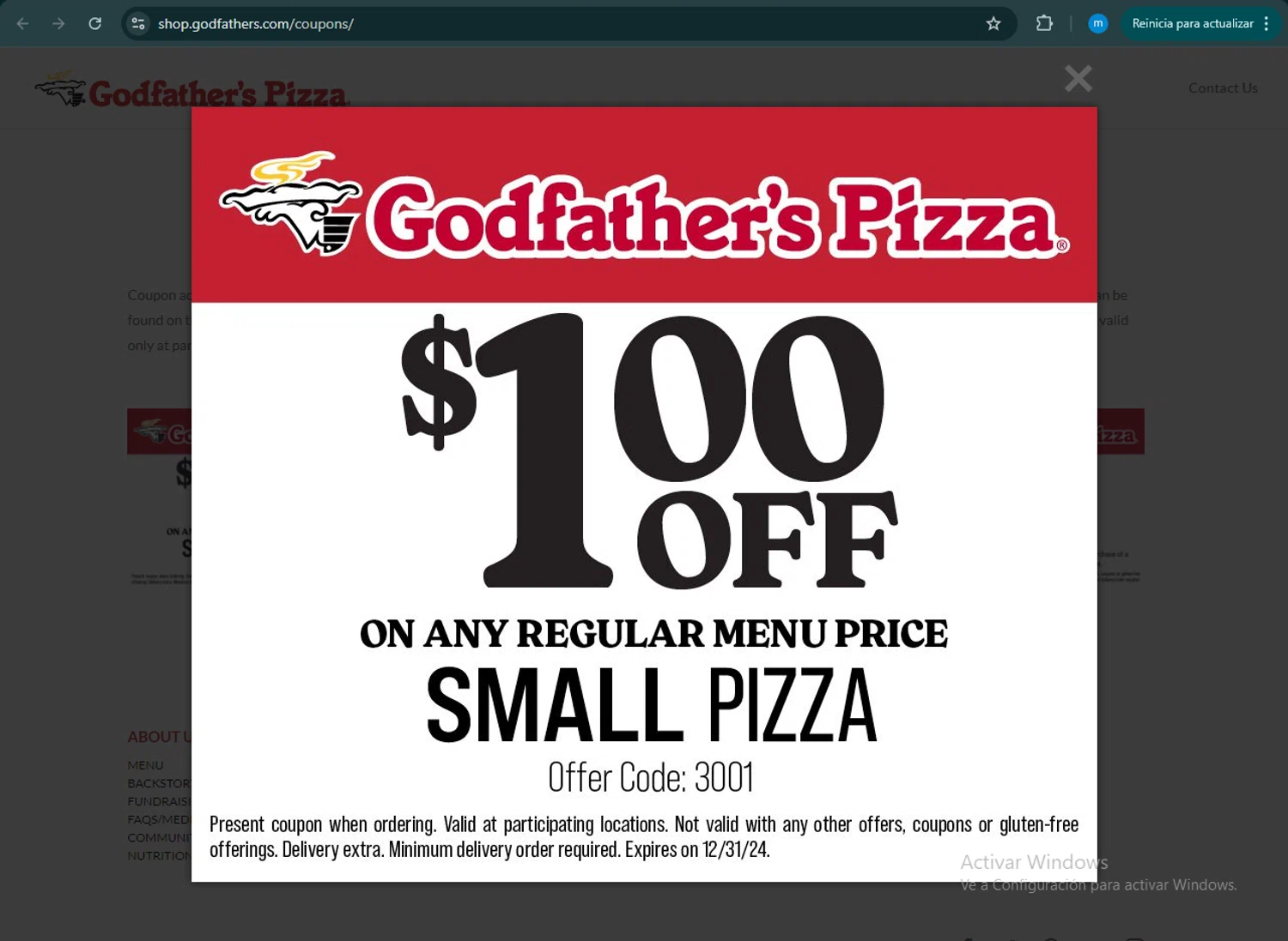 Godfather's Pizza Promo Code (4 Verified) - $1 Off Jan 2025