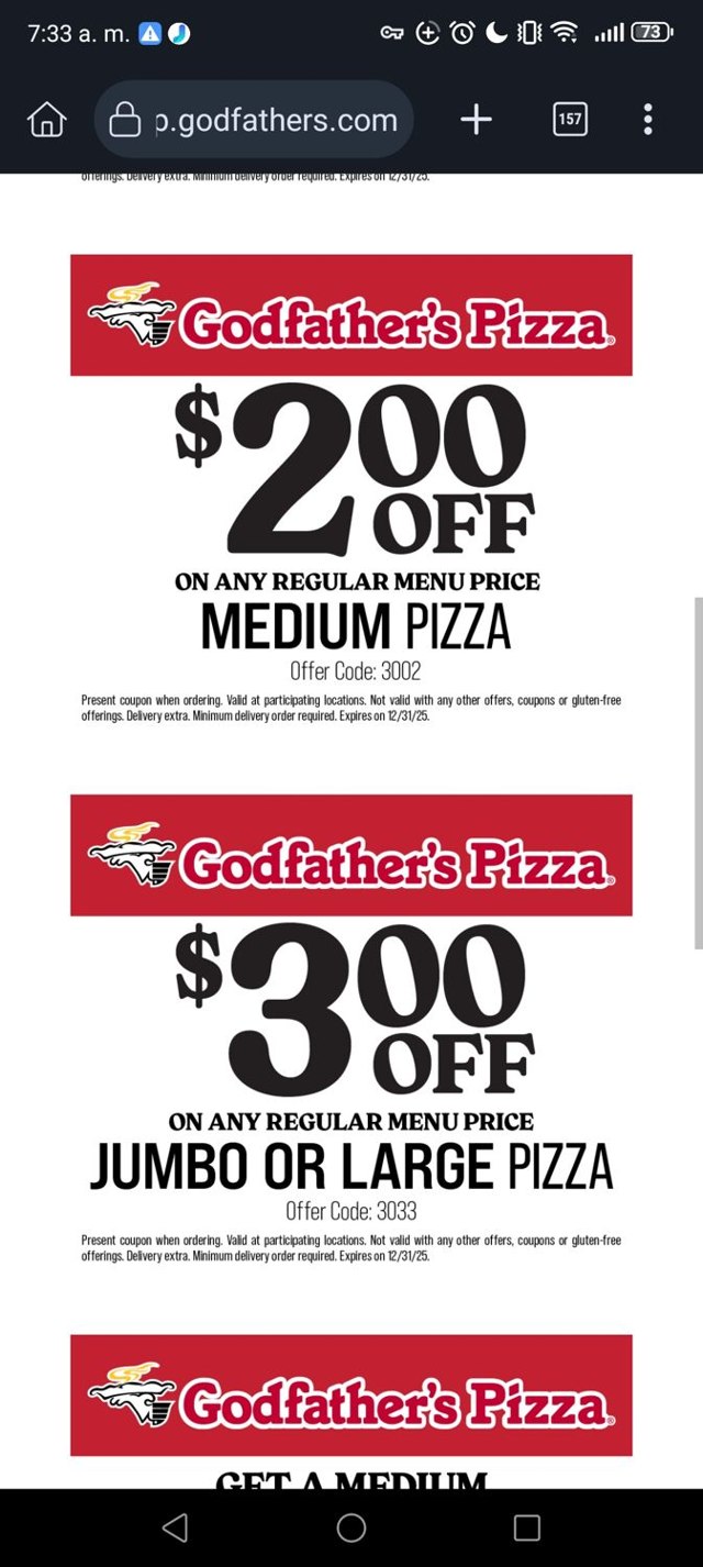 Godfather's Pizza Promo Codes - $300 Off Jun 2025