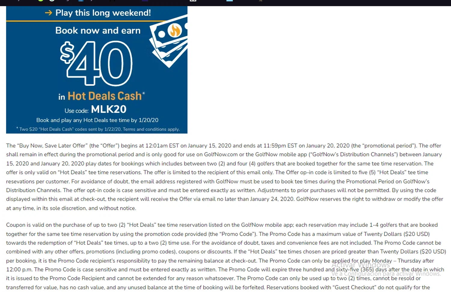 GolfNow Promo Codes - 20% Off | January 2025