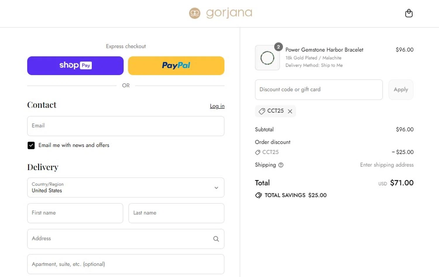 Gorjana Promo Codes (1 Verified) - $25 Off w/Code Sep 2025