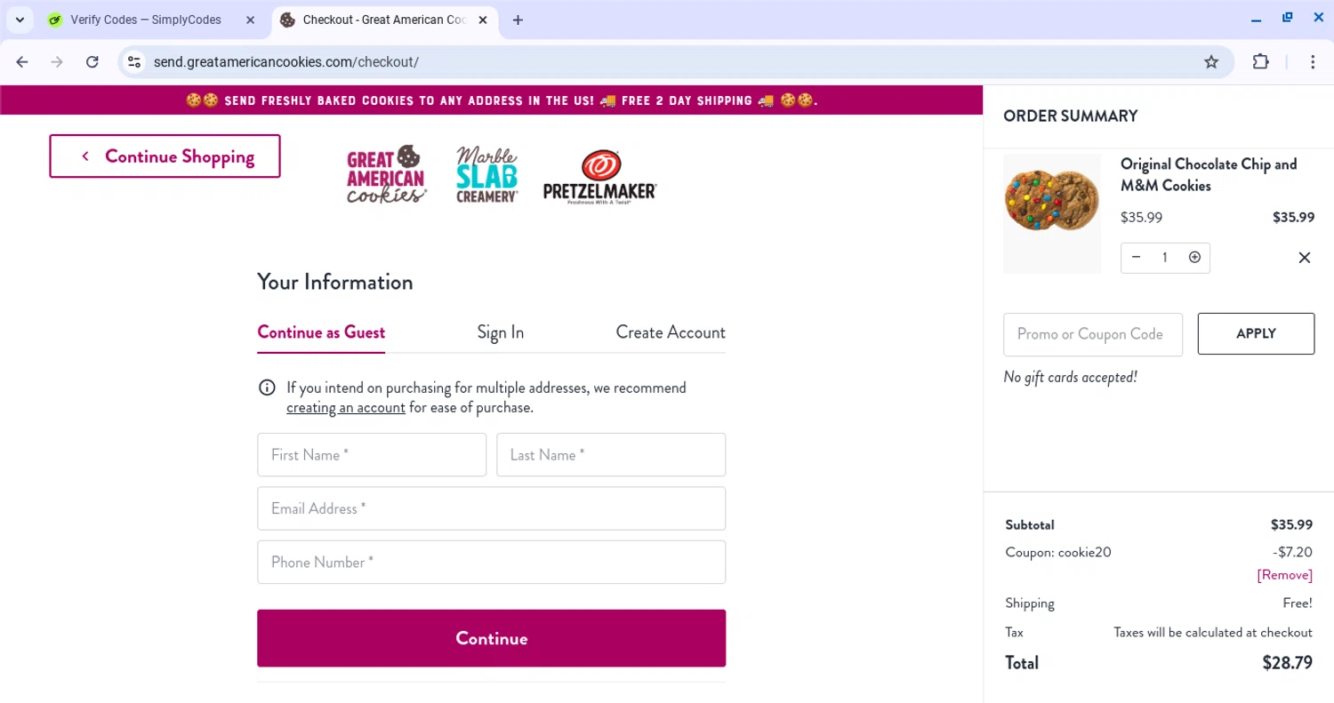 Great American Cookies Coupon Codes - 20% Off Jan 2025