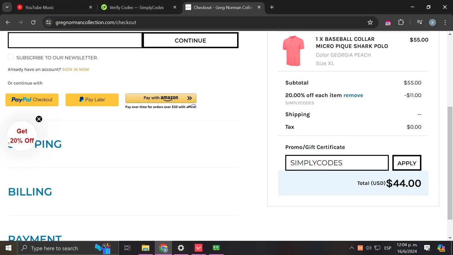 Greg Norman Collection Coupon Codes - 20% Off | October 2024