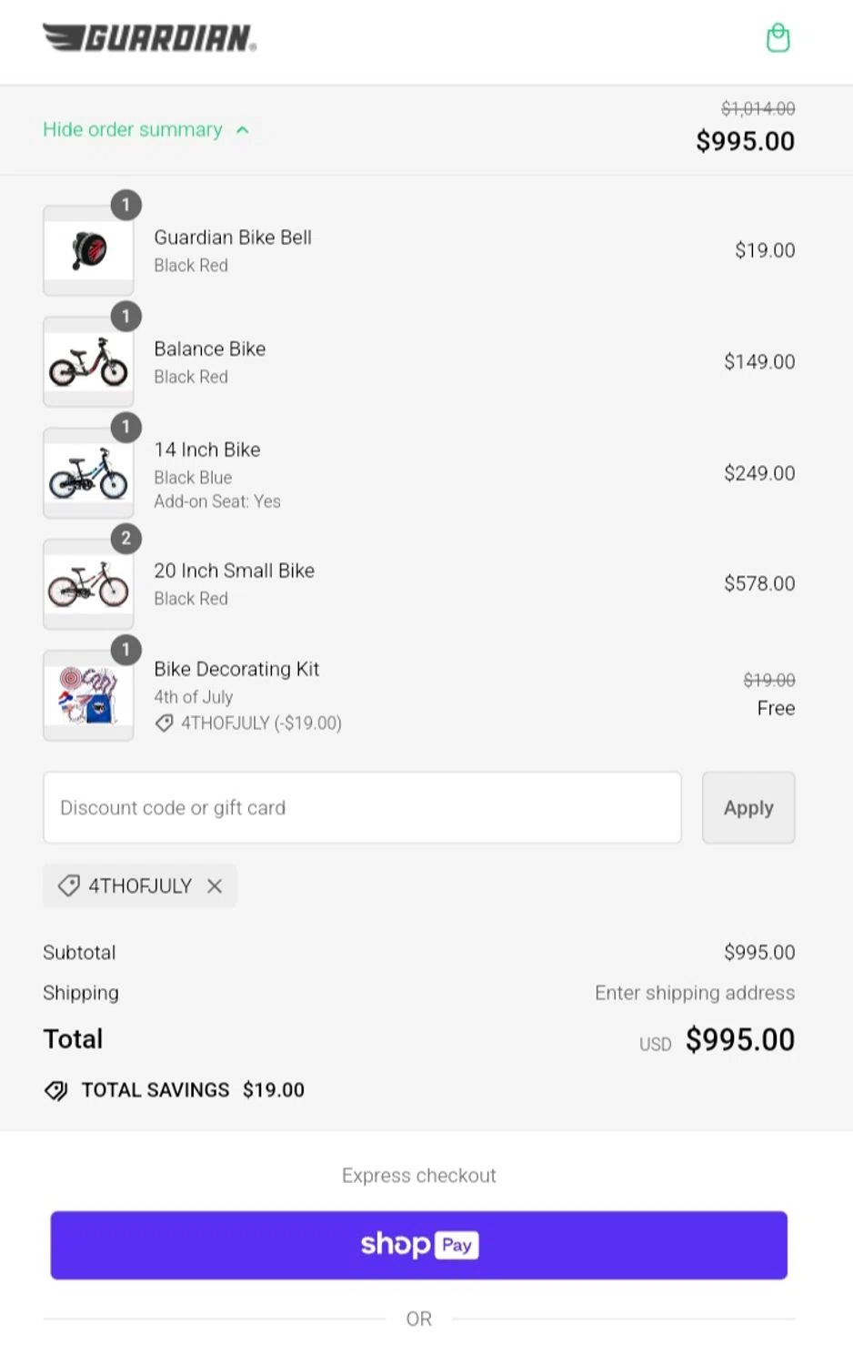 Guardian Bikes Coupon Codes - Free Gift Discount Codes in August 2024 ...