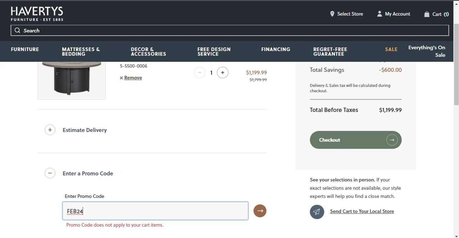 Havertys Promo Codes (2 Verified) - $100 Off Jan 2025