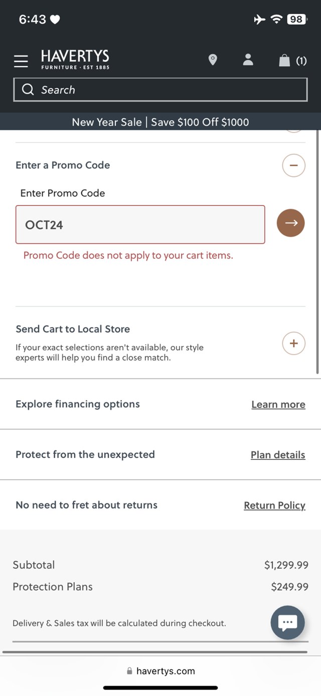 Havertys Promo Codes (3 Verified) - $100 Off w/Code Mar 2025
