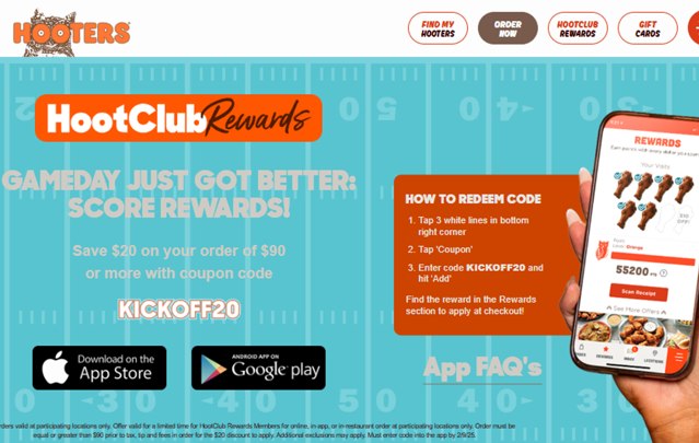Hooters Coupon Codes - 20% Off Coupons Mar 2025