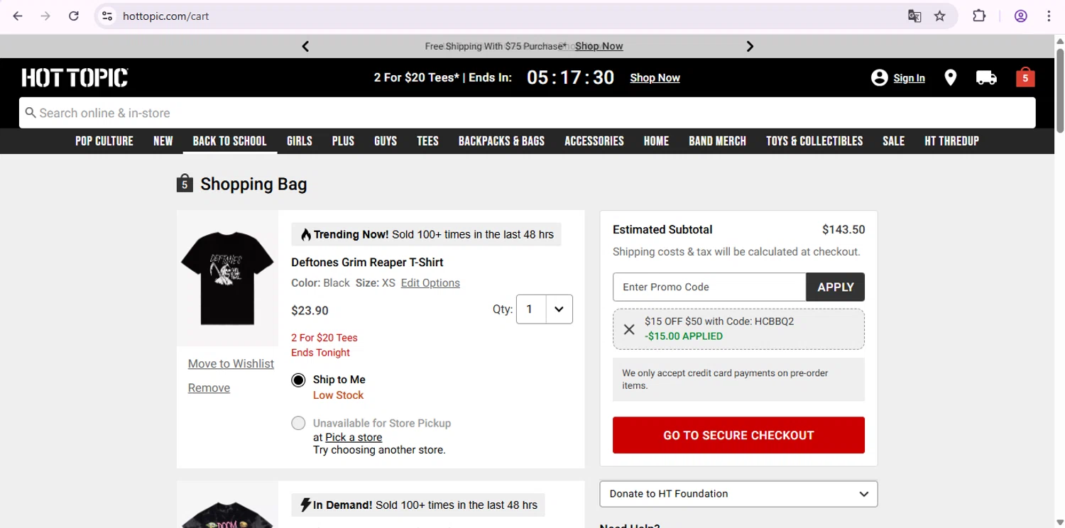 Hot Topic Promo Codes - $15 Off (3 Verified) Aug 2025