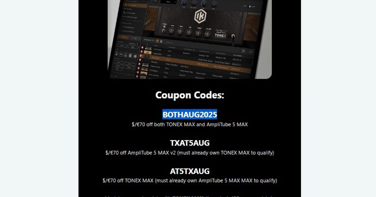 IK Multimedia Promo Codes - $70 Off (Verified) Sep 2025