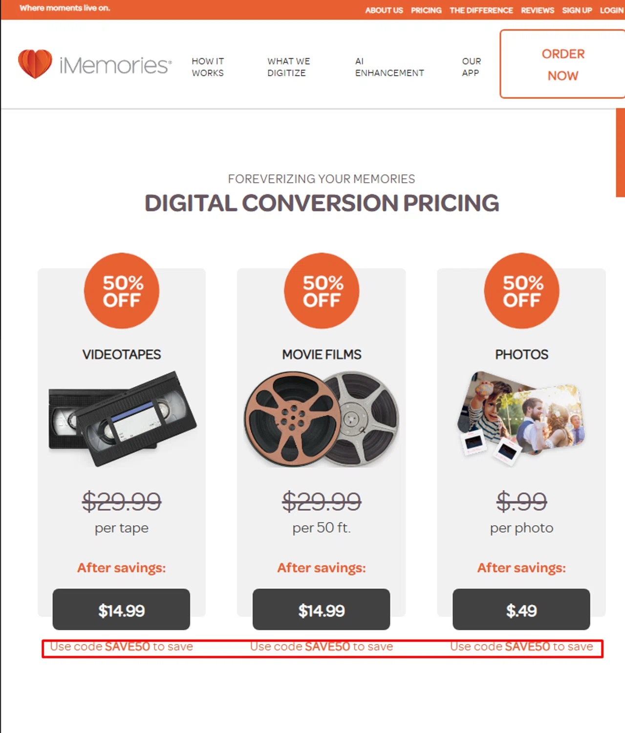iMemories Promo Codes - 50% Off | January 2025