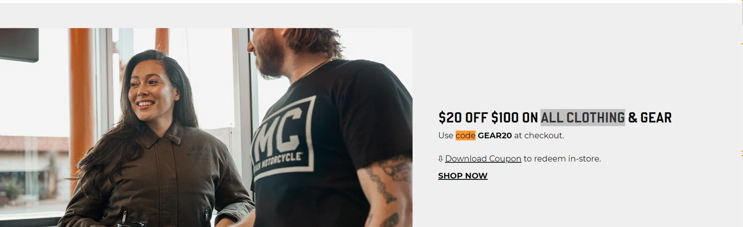 Indian Motorcycle Promo Codes - $20 Off Coupon Codes in August 2024 ...