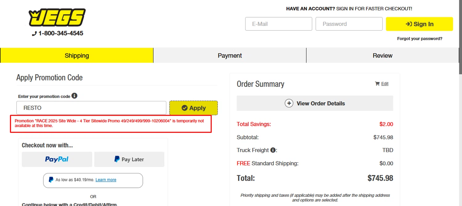 Jegs Promo Codes - $50 Off Coupons Oct 2025