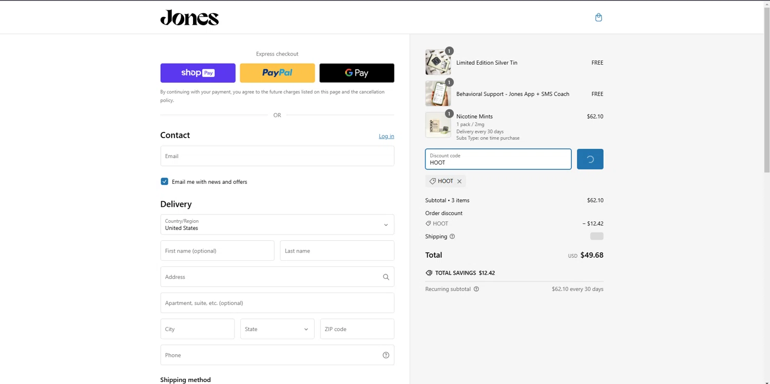 Jones Discount Codes - 20% Off | January 2025