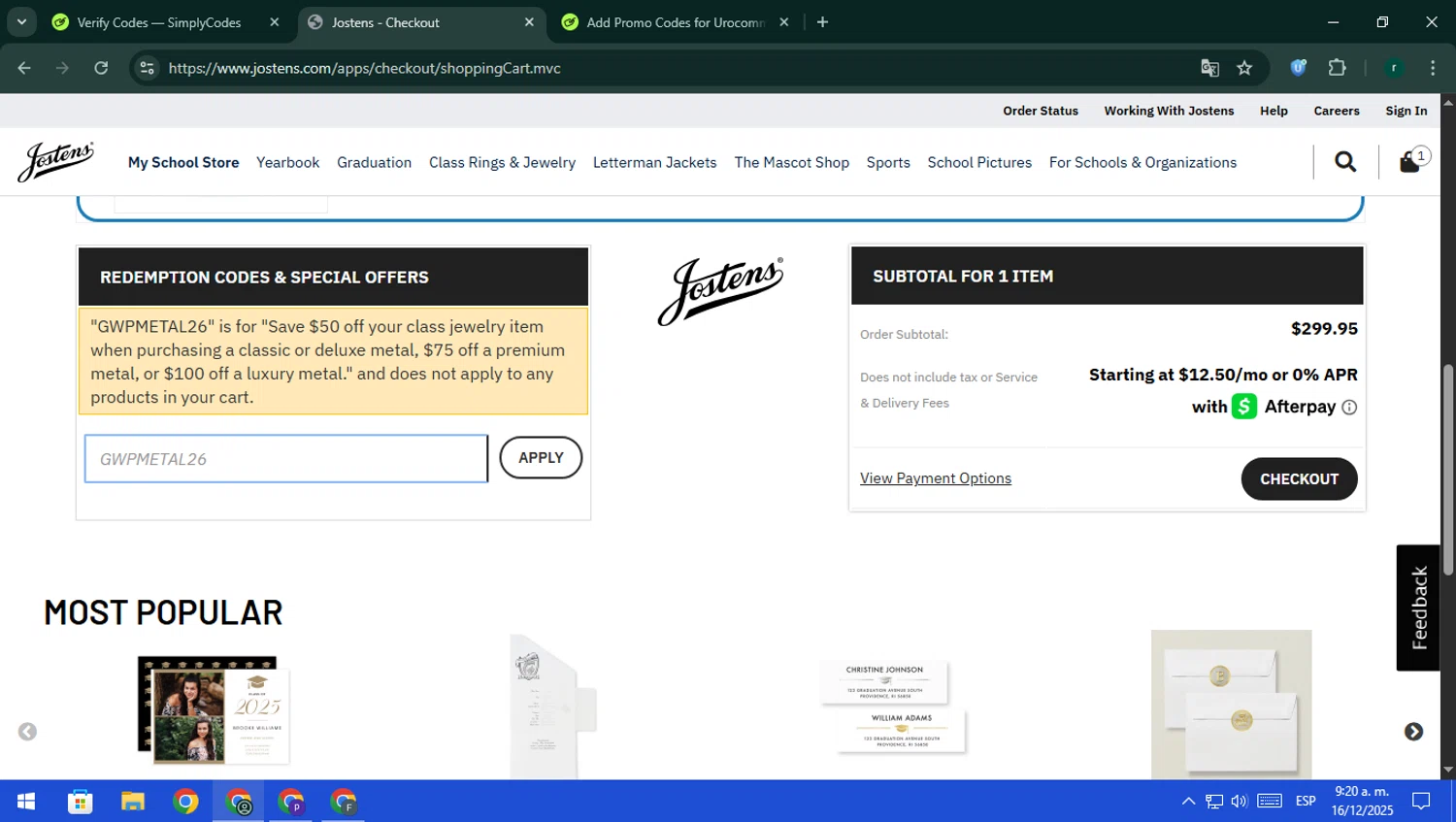 Jostens Promo Codes - $300 Off (10 Verified) Jan 2026