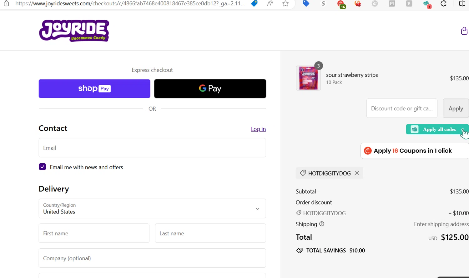 Joyride Sweets Promo Codes - $10 Off | September 2024
