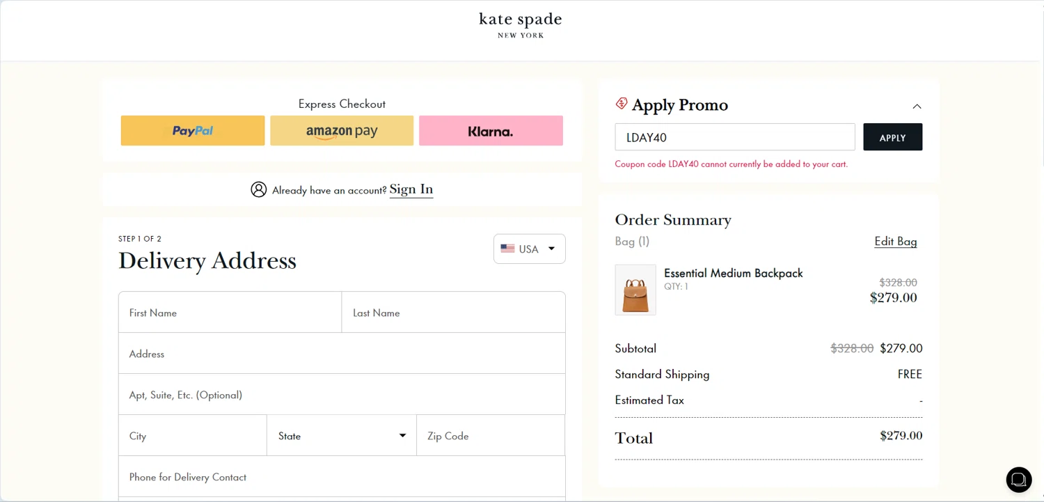 Kate Spade Promo Codes - $50 Off | November 2024