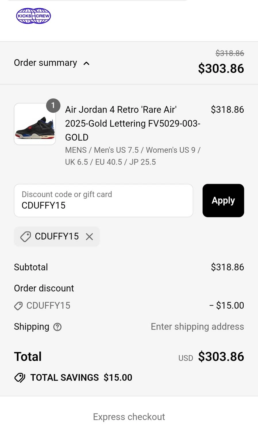 KicksCrew Promo Codes - $15 Off (9 Verified) Sep 2025