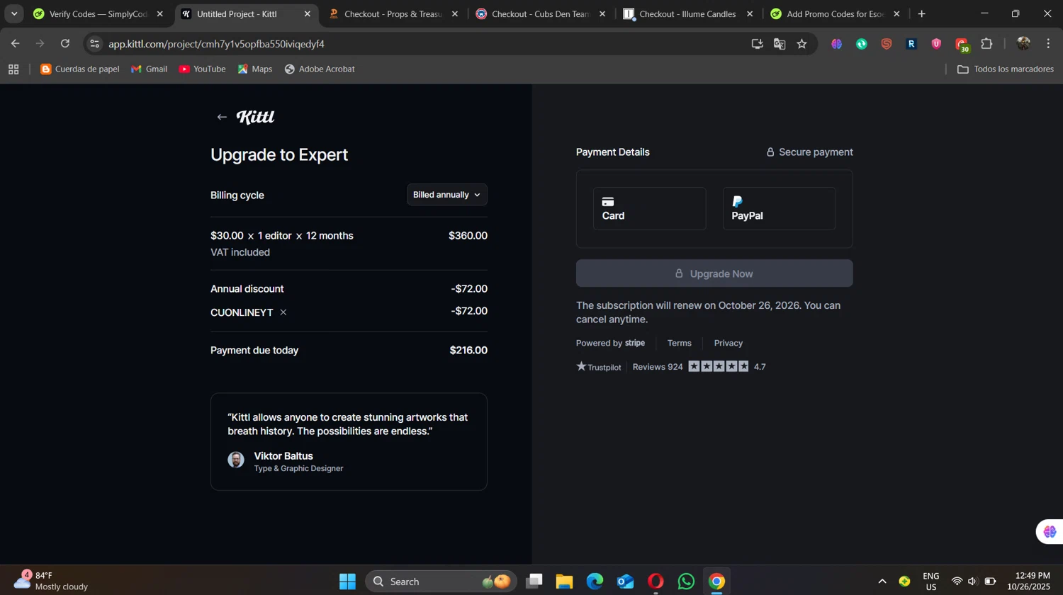 Kittl Promo Codes (32 Verified) - 40% Off Sitewide Oct 2025