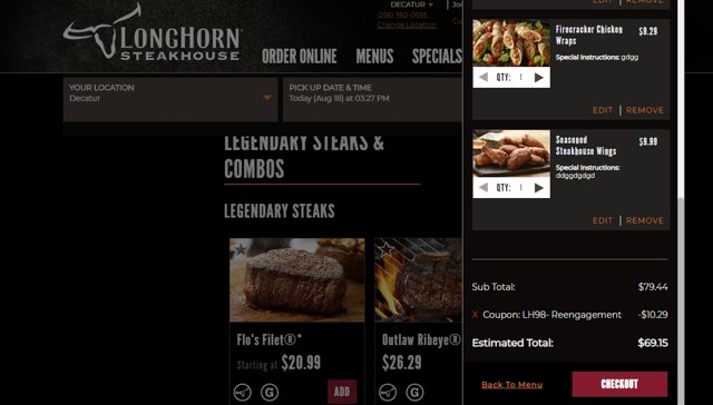 LongHorn Steakhouse Promo Codes - 15% Off Coupons Sep 2025