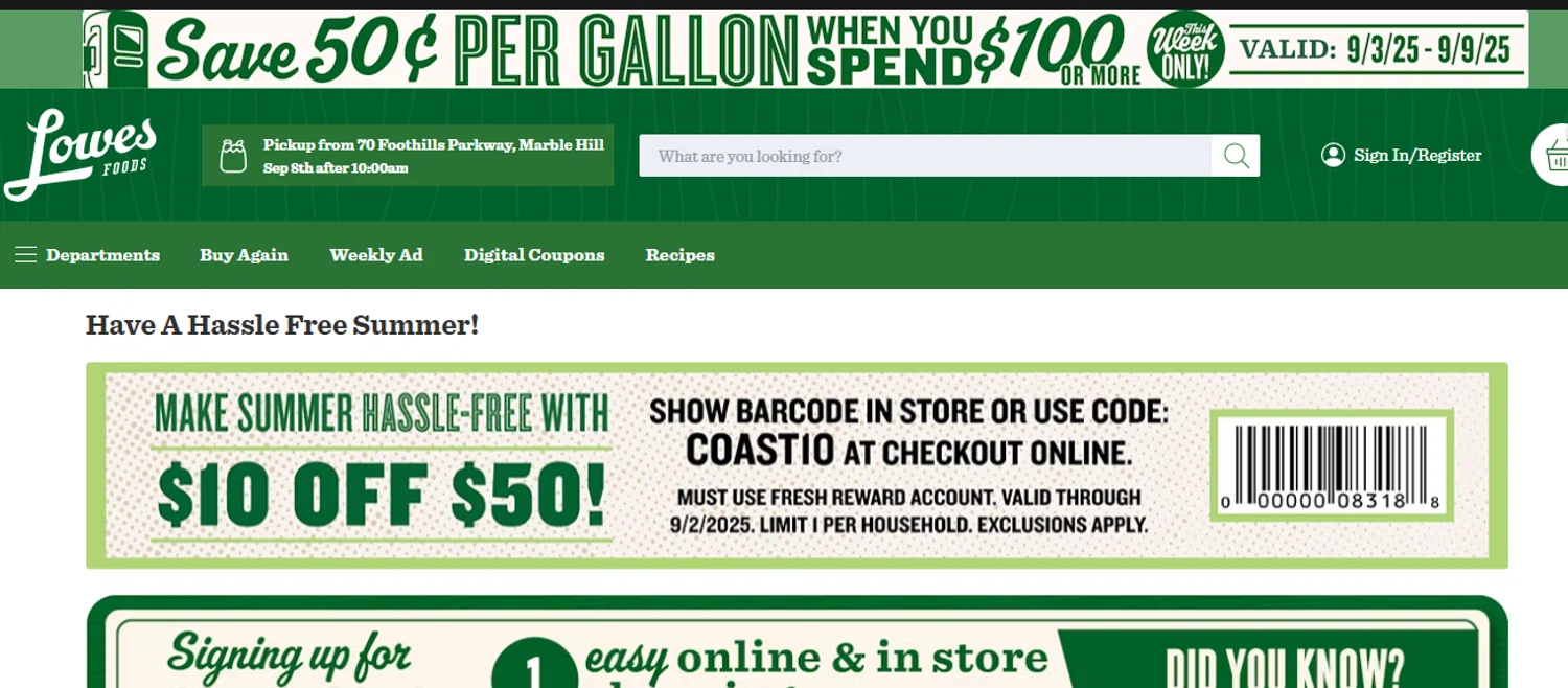 Lowes Foods Promo Codes - $10 Off (2 Verified) Dec 2025