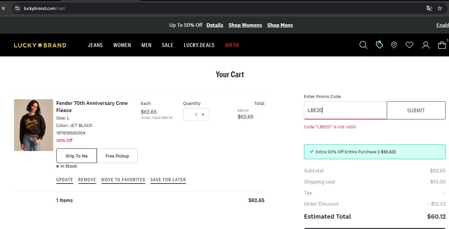 Lucky Brand Promo Codes - 15% Off | January 2025