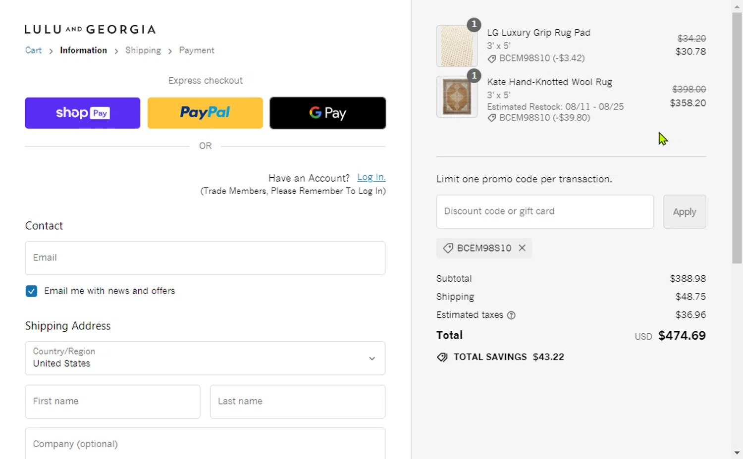 Lulu and Georgia Promo Codes - 10% Off | September 2024