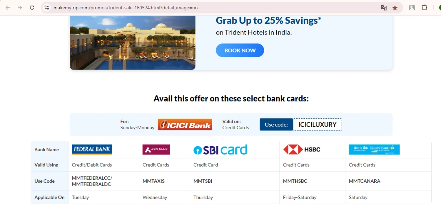 MakeMyTrip Promo Codes - $2000 Off | October 2024