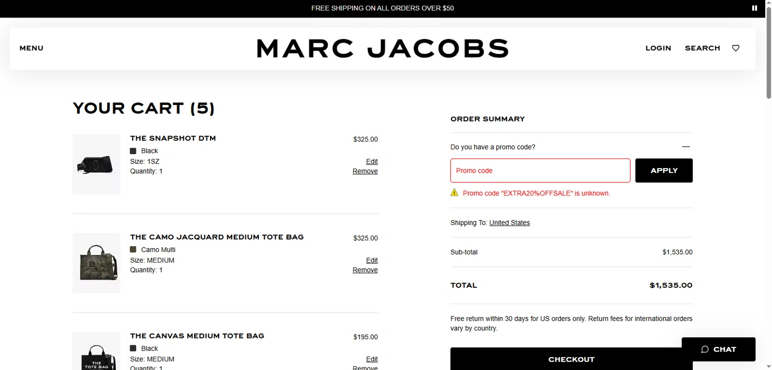 Marc Jacobs Promo Codes - 20% Off Coupons Aug 2025