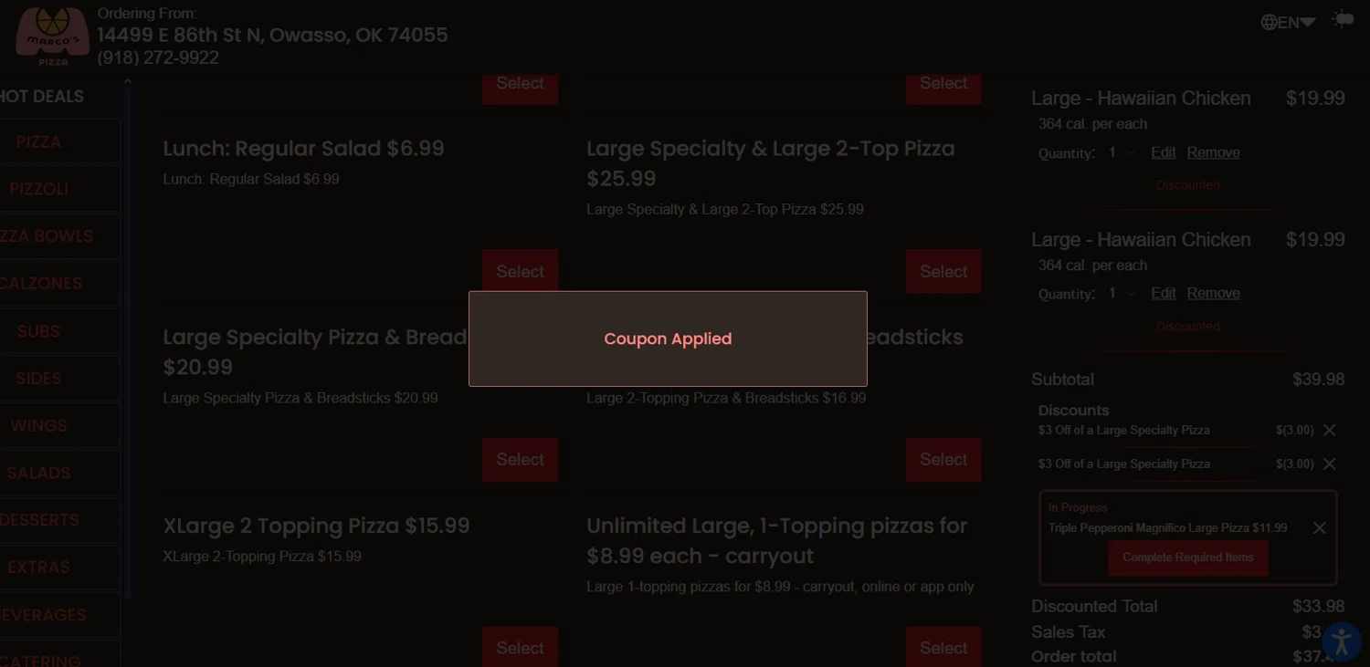 Marco's Pizza Coupons & Black Friday 2024 Deals - 5% Off