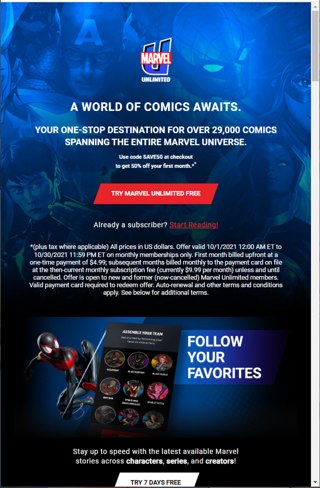 Marvel Unlimited Promo Codes (3 Verified) - 50% Off Mar 2025