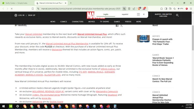 Marvel Unlimited Promo Codes (3 Verified) - 50% Off Apr 2025