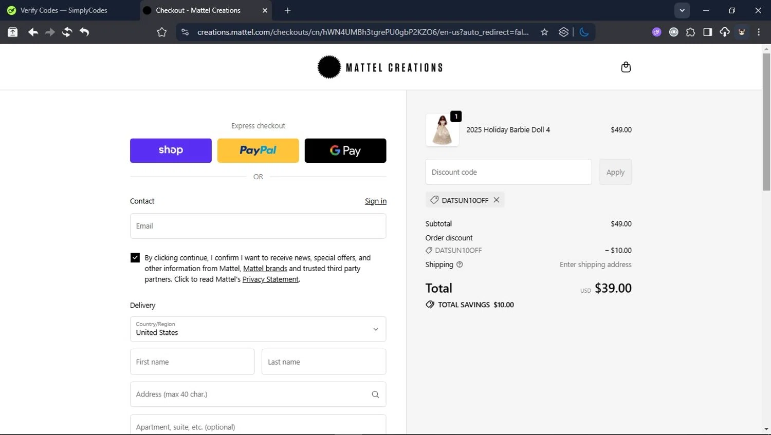 Mattel Promo Codes - $10 Off (2 Verified) Nov 2025