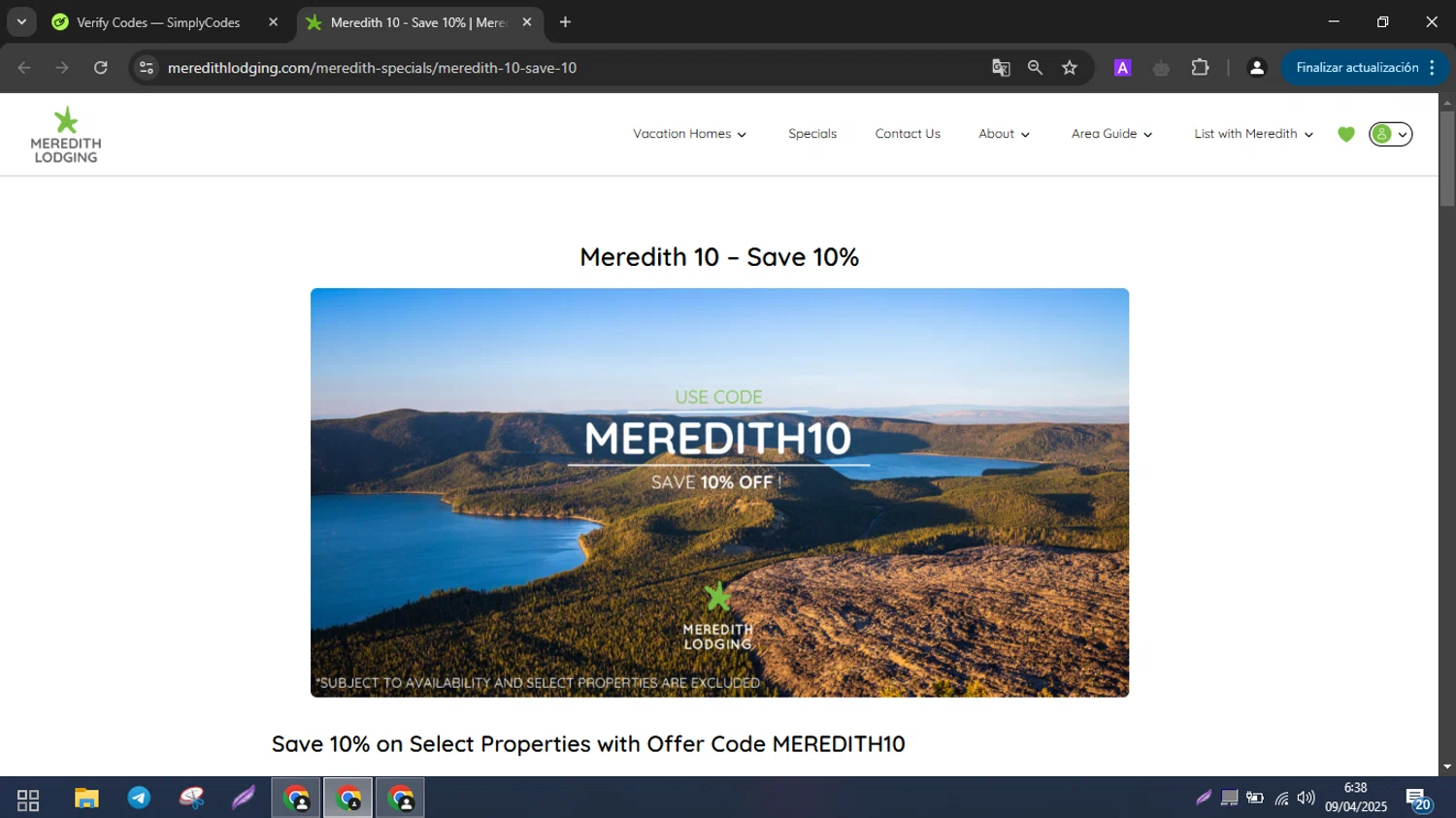Meredith Lodging Promo Code - 20% Off (Verified) Apr 2026