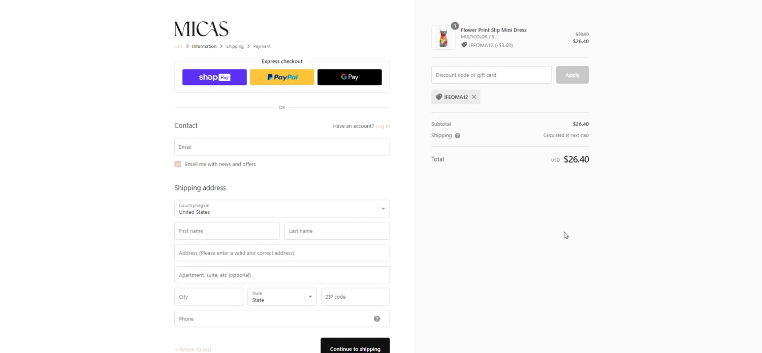 Micas Promo Codes – 15% Off | July 2024