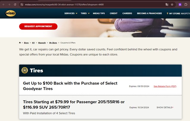 Midas Coupons - $20 Off | December 2024