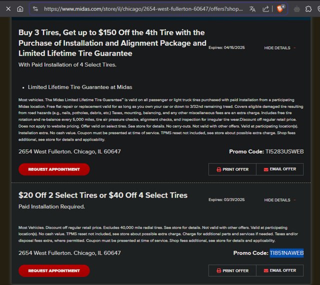 Midas Discount Codes - 5% Off (2 Verified) Sep 2025