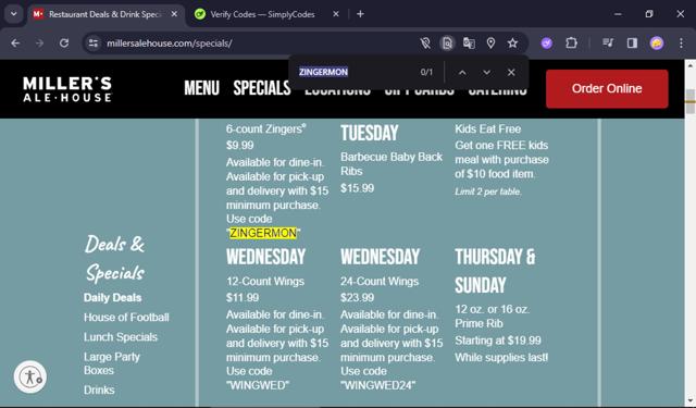 Miller's Ale House Promo Codes - $5 Off Oct 2025