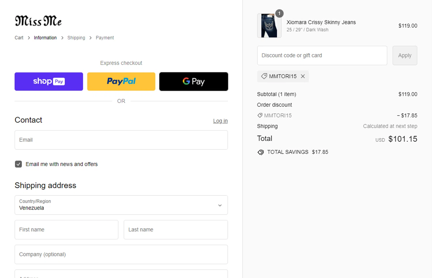 Miss Me Promo Codes - 20% Off | September 2024
